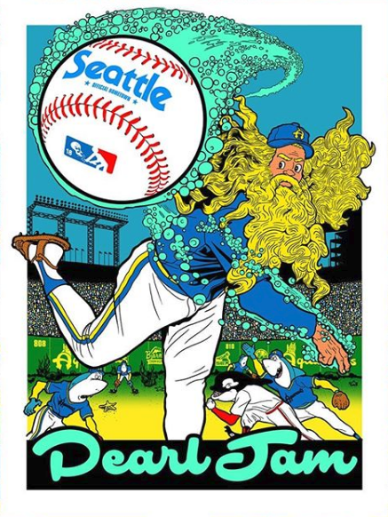 Pearl Jam - 2018 Ames Design Poster Seattle, WA Safeco Field – Sold Out ...