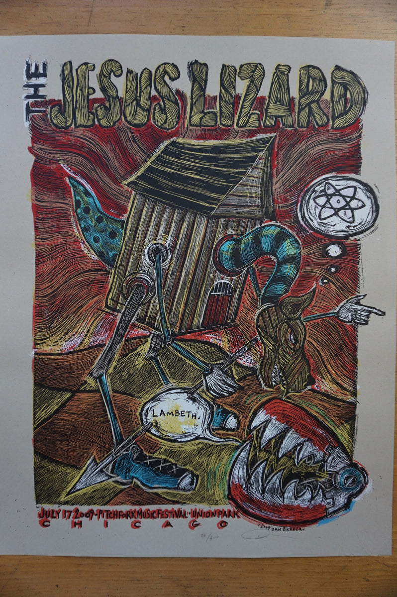 Jesus Lizard - 2009 Dan Grzeca poster Chicago, IL Union Park – Sold Out ...