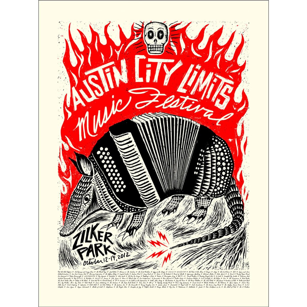 Austin City Limits Festival - 2012 Carlos Hernandez ACL poster print S ...