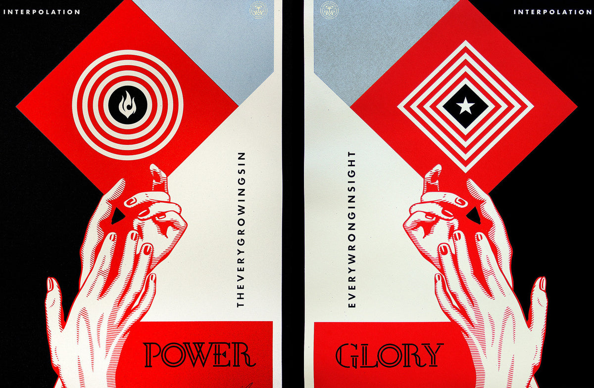 Interpolation - 2014 Shepard Fairey Diptych Poster power and glory ...