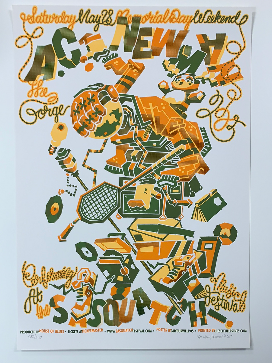 A.C. Newman - 2005 Guy Burwell poster George, WA Gorge Amphitheatre ...