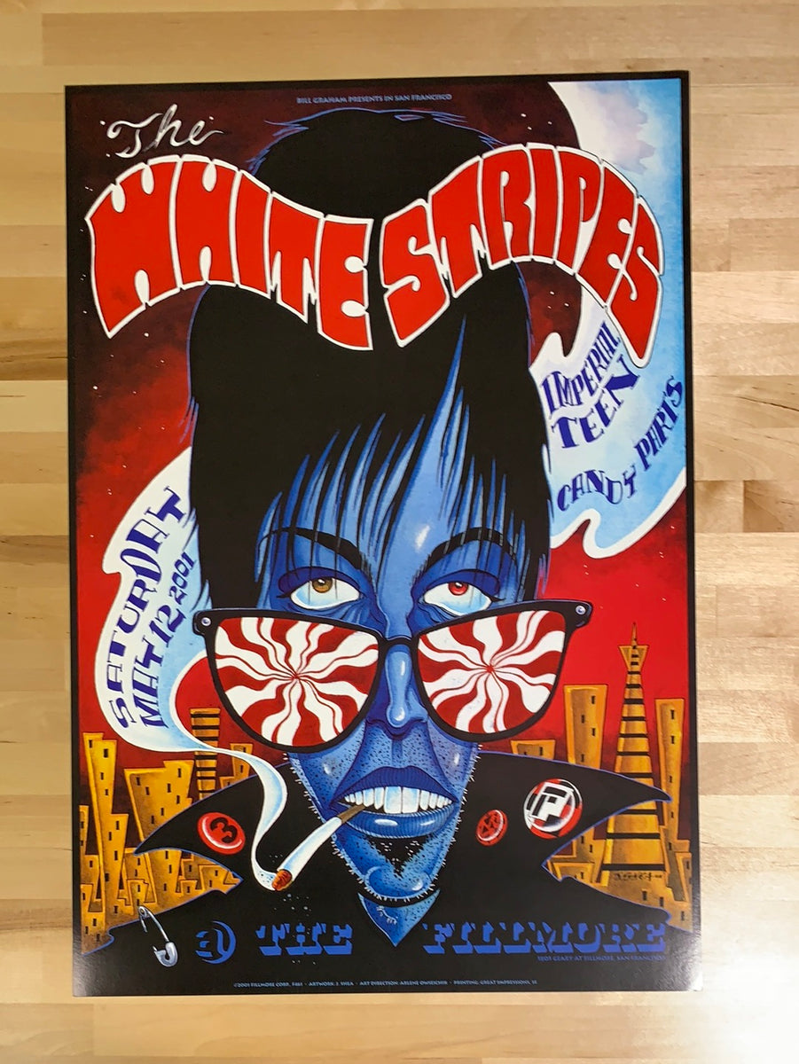 The White Stripes - 2001 J. Shea poster Fillmore Auditorium San Fran 1 ...