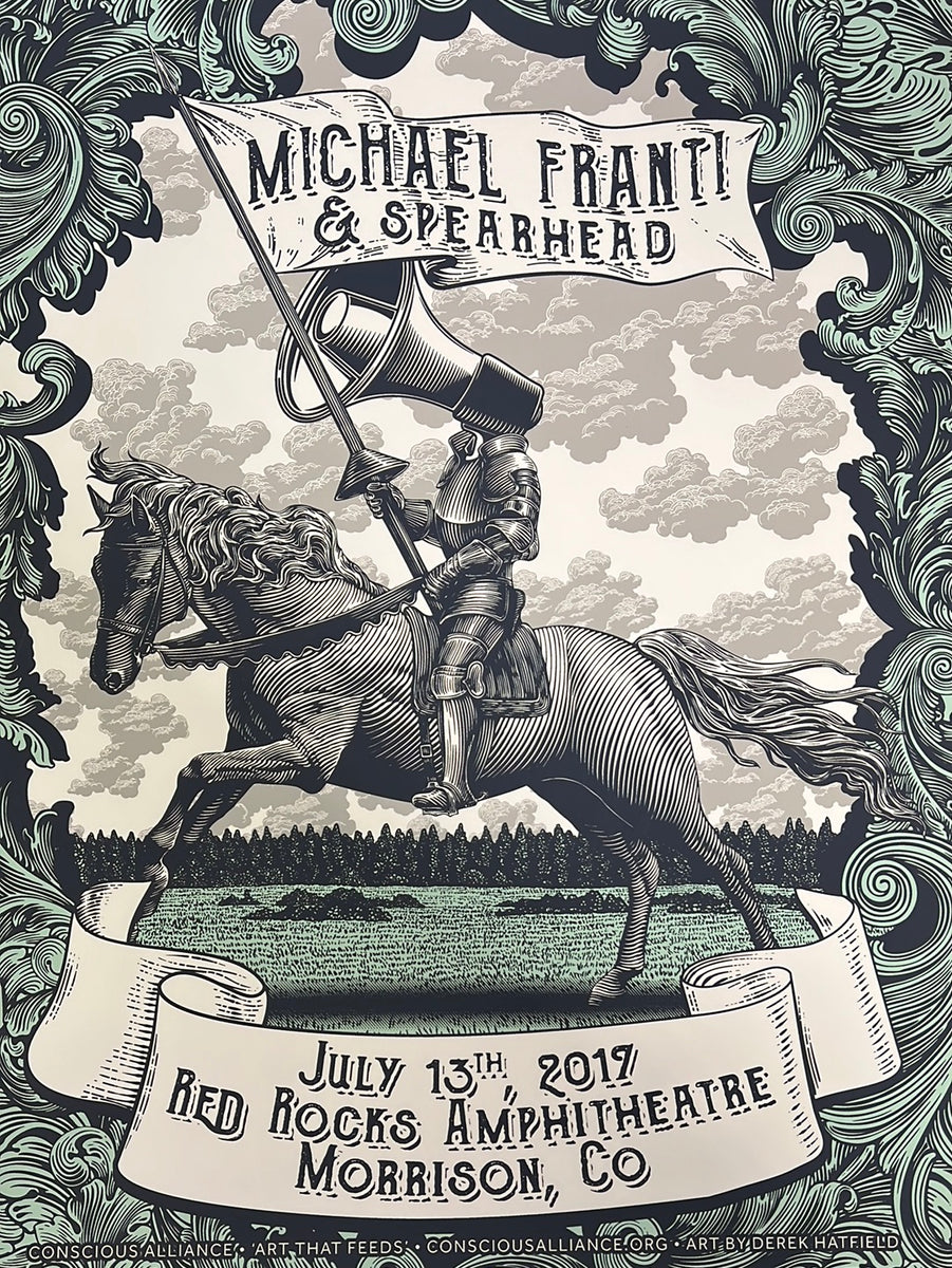 Michael Franti & Spearhead - 2017 Derek Hatfield poster Red Rocks Morr ...